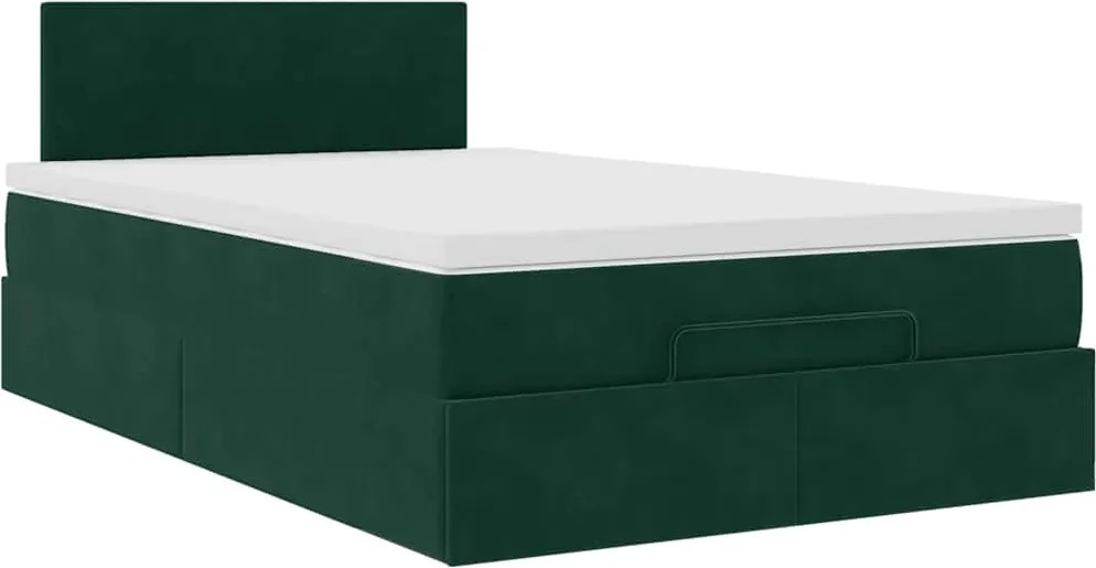 Osmanský rám postele s matrací tmavě zelená 120x200cm samet 3312545