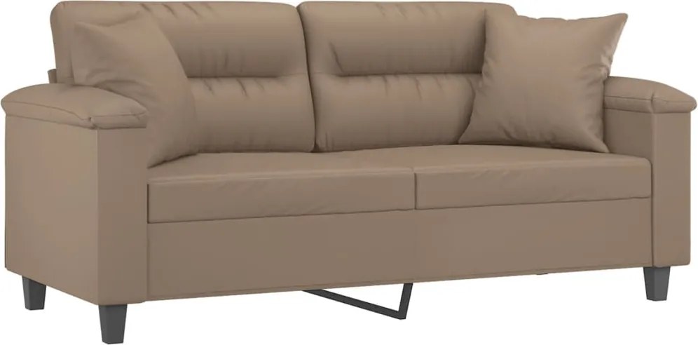 2místná pohovka s polštáři cappuccino 140 cm umělá kůže 3200992