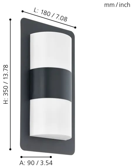 Eglo 98086 - Venkovní nástěnné svítidlo CISTIERNA 2xE27/10W/230V antracit IP44