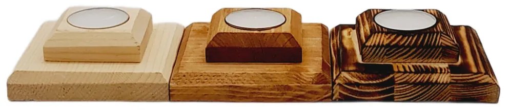 Dekorace Dřevo výrobky Dřevěný set 3 kalíšků na čajové svíčky 9/KOM