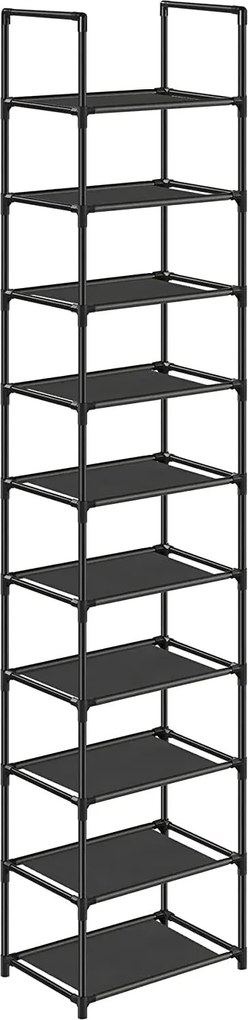 10patrový úložný box na boty, úsporný botník 33 x 33 x 173 cm, černý