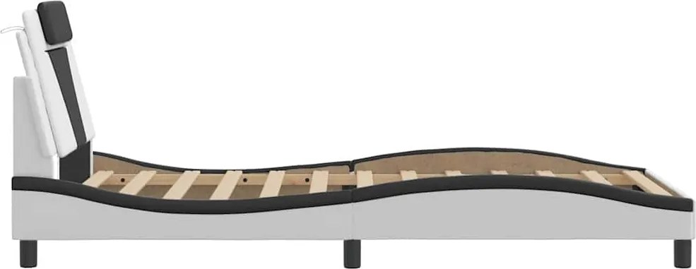 Rám postele Viana bez matrace bílý a černý 100 x 200 cm umělá kůže 3208081