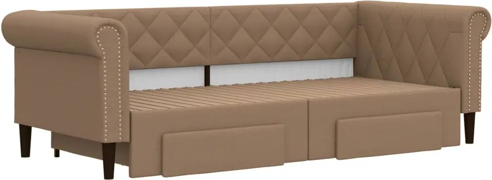 Válenda s přistýlkou a zásuvkami cappuccino 90x200cm umělá kůže 3197734