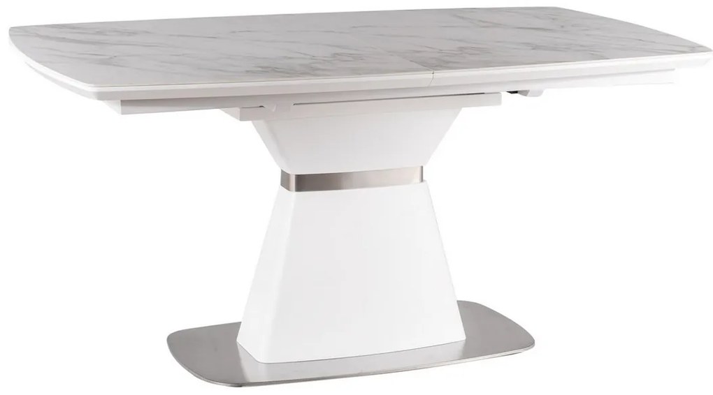 Jídelní stůl rozkládací SATURN II 160 ceramic bílý mramor/bílý mat