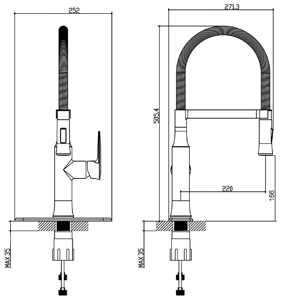 Sapho, JESSY stojánková dřezová baterie s výsuvnou sprškou, chrom, 1105-62