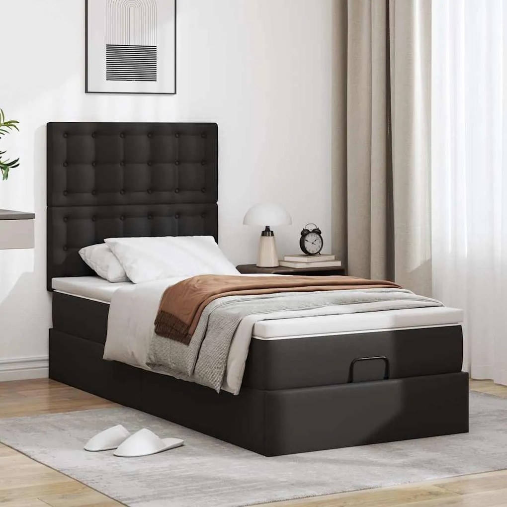 vidaXL Osmanský postel s matrací černý 90x190cm cm umělá kůže