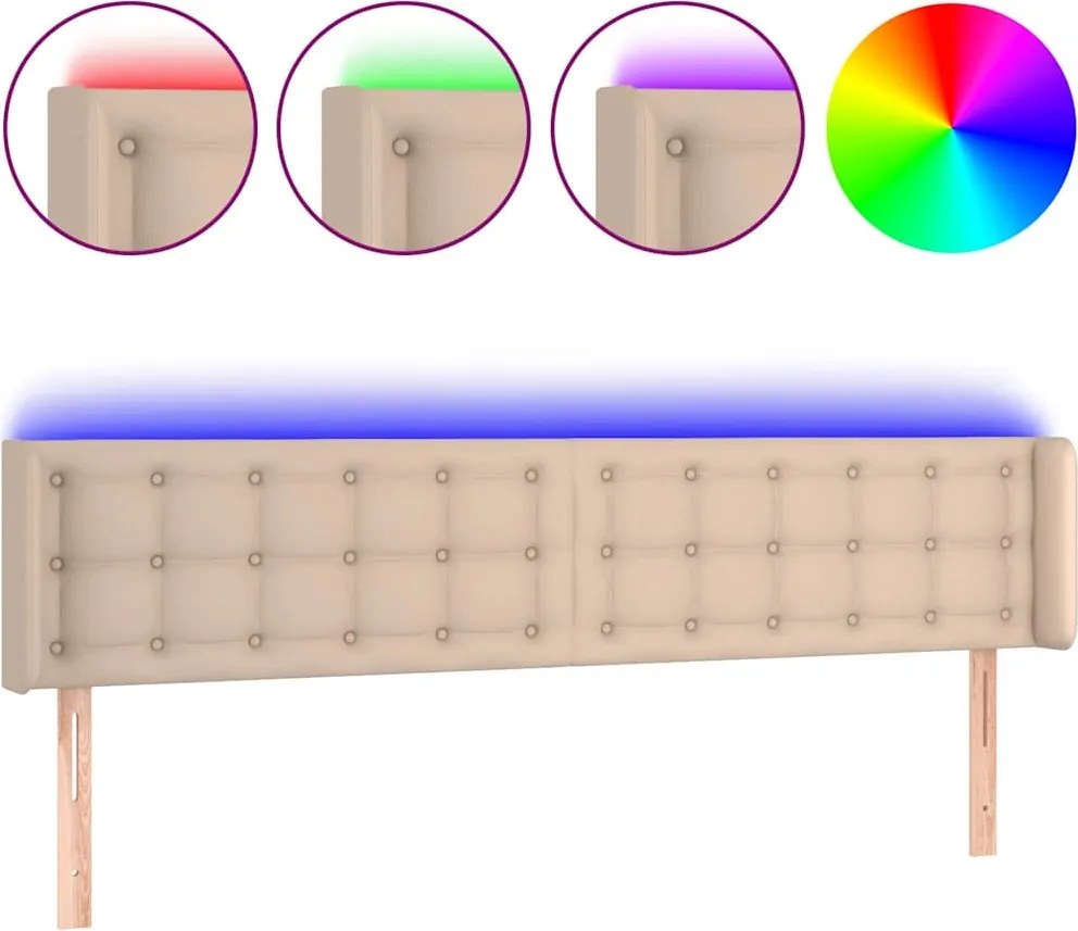 Čelo postele s LED cappuccino 163 x 16 x 78/88 cm umělá kůže 3123337