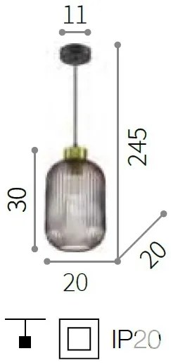 Ideal Lux Závěsné svítidlo MINT-3 SP1, ø 20 cm Barva: Šedá