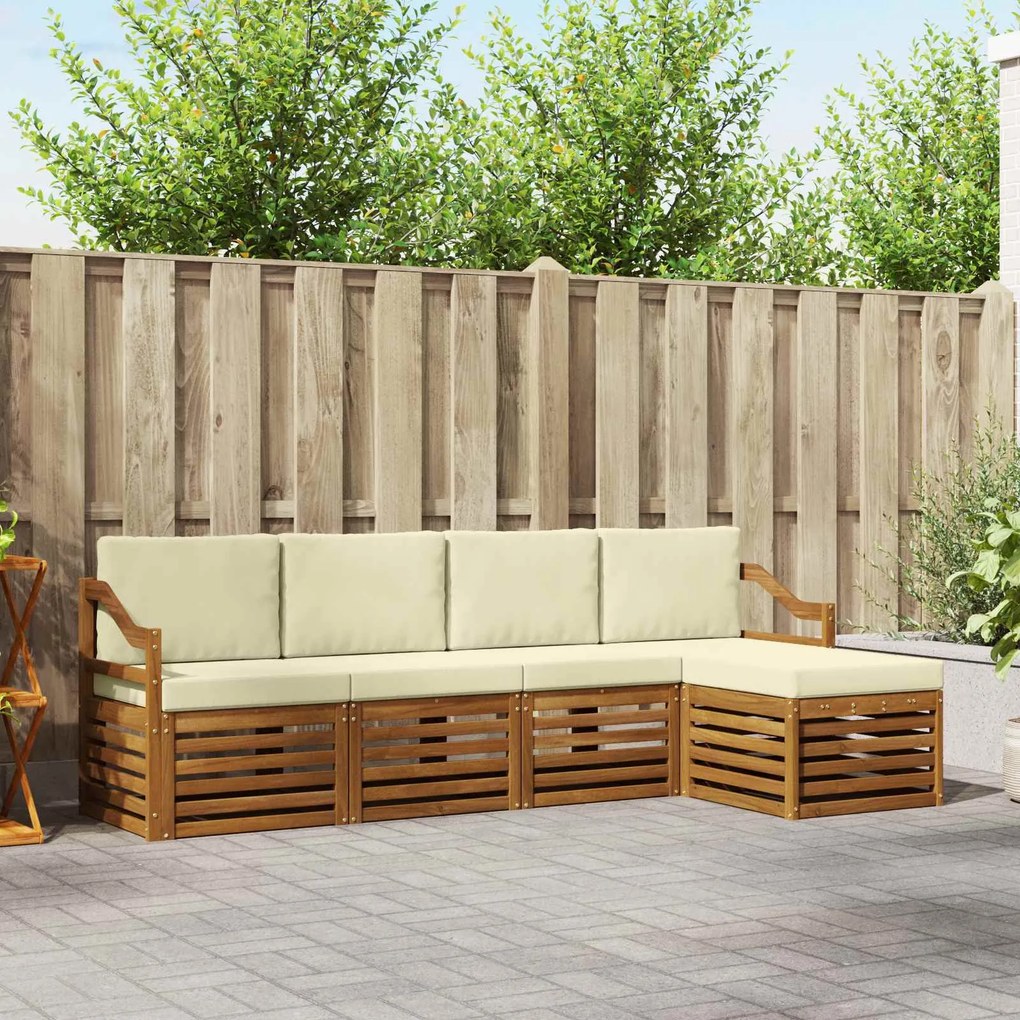 Venkovní pohovková souprava 5 ks Přirozená a Krémová 3374665