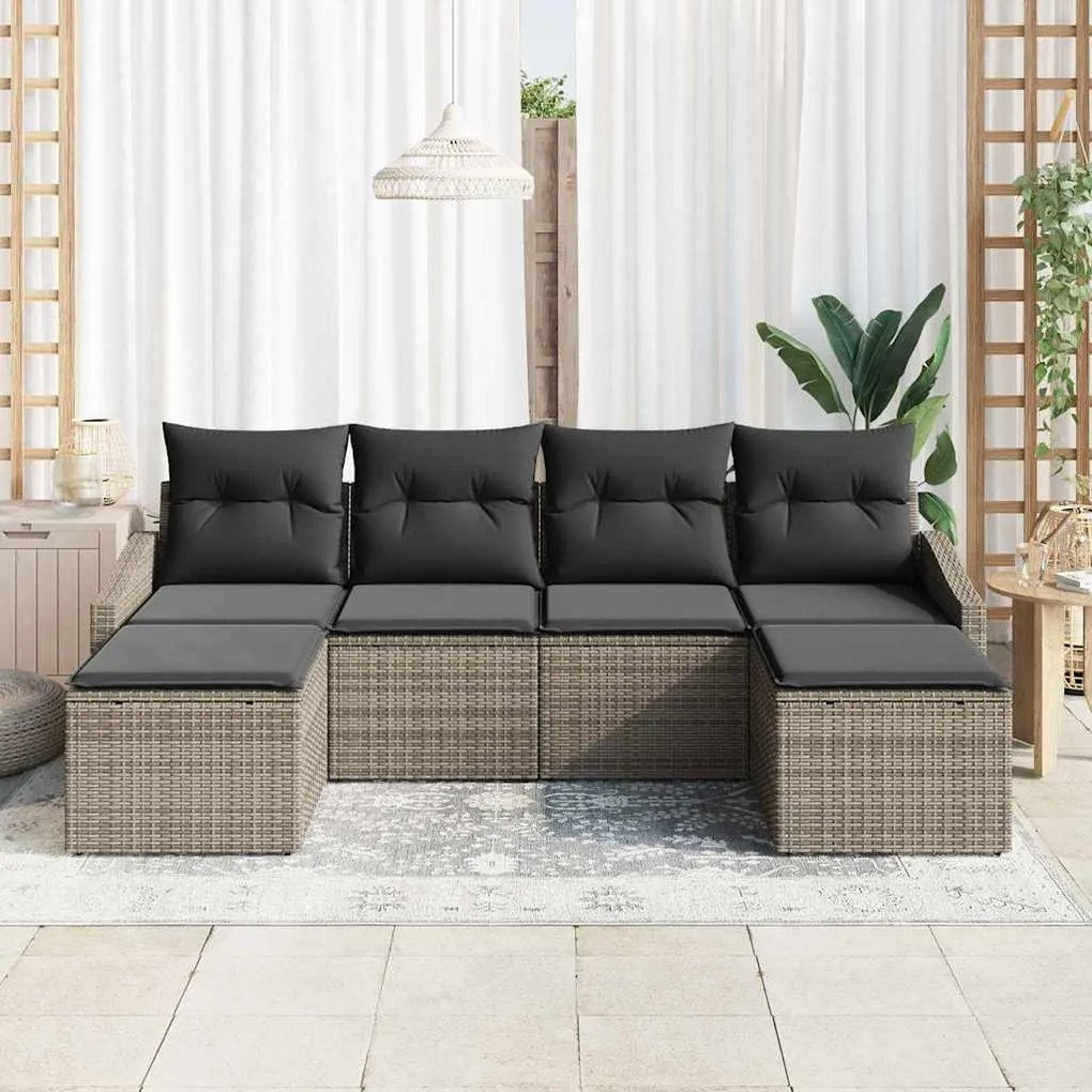 Set pohovek 6 ks Šedá polyratan 3346829