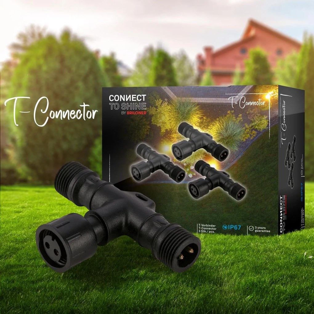 BRI 3910035 CONNECT TO SHINE 3ks sada T-spojka pro rozšíření systému, IP67 - BRILONER