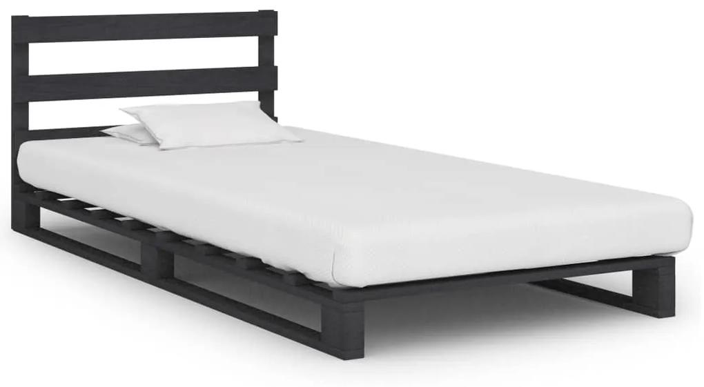 285255 vidaXL Rám postele z palet šedý masivní borovice 90 x 200 cm