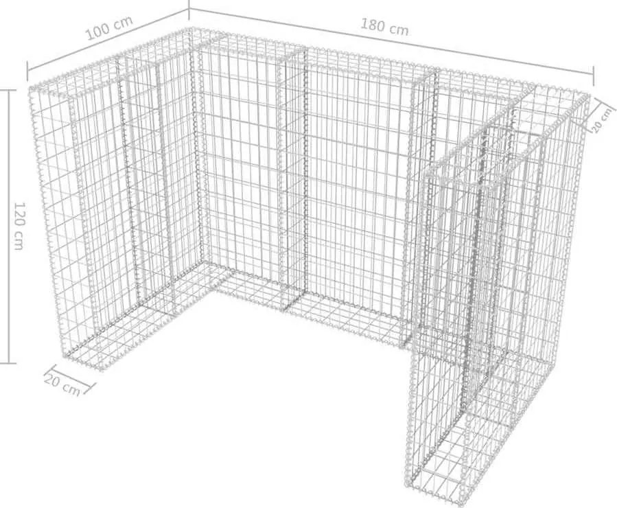 vidaXL Gabionová zástěna pro 2 popelnice ocelová 180 x 100 x 120 cm  [142559]