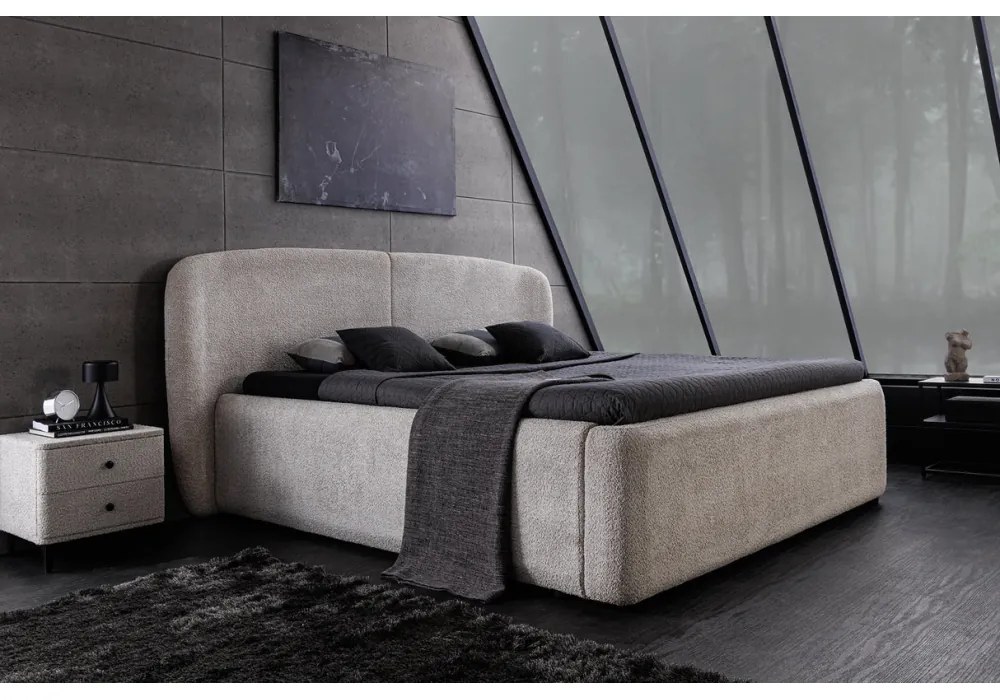 Massive home | Postel ART DECO 180x200cm buclé greige s úložným prostorem
