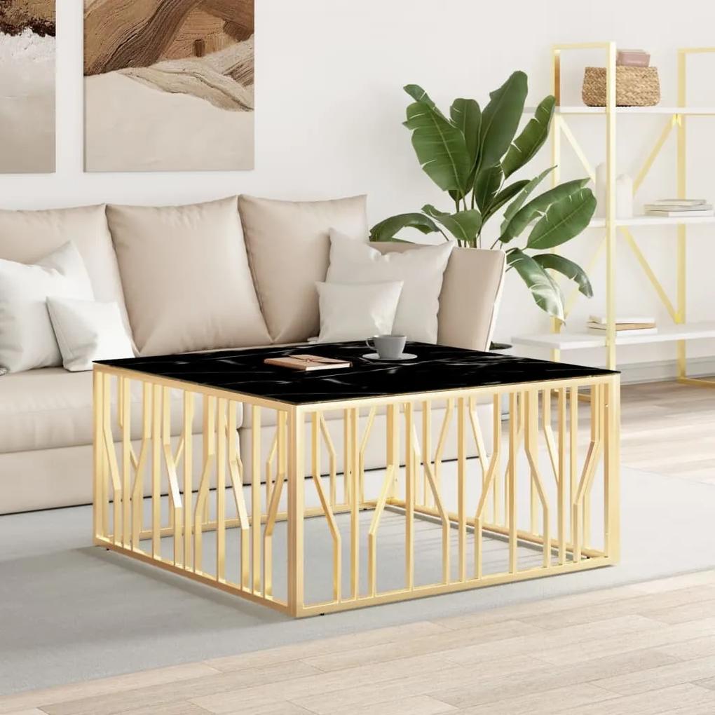 Konferenční stolek zlatý 100 x 100 x 50 cm nerezová ocel a sklo - Default Title