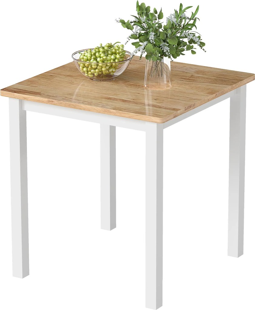 HOMCOM čtvercový jídelní stůl s dubovým dekorem, 69 × 69 cm — malý moderní stůl z dřeva gumovníku pro 2–4 osoby | Aosom