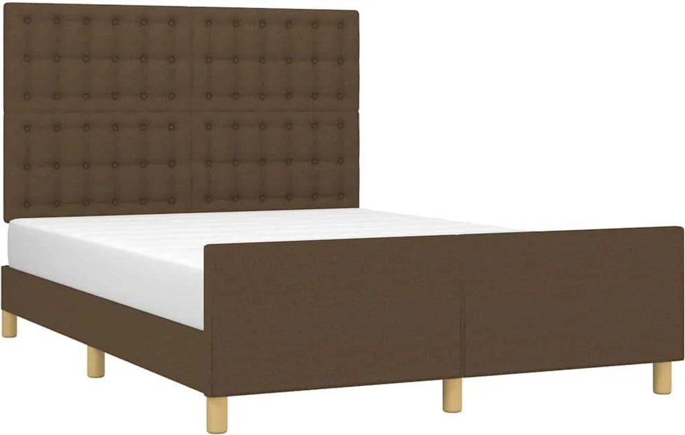 Rám postele bez matrace tmavě hnědý 140 x 190 cm textil 3125376