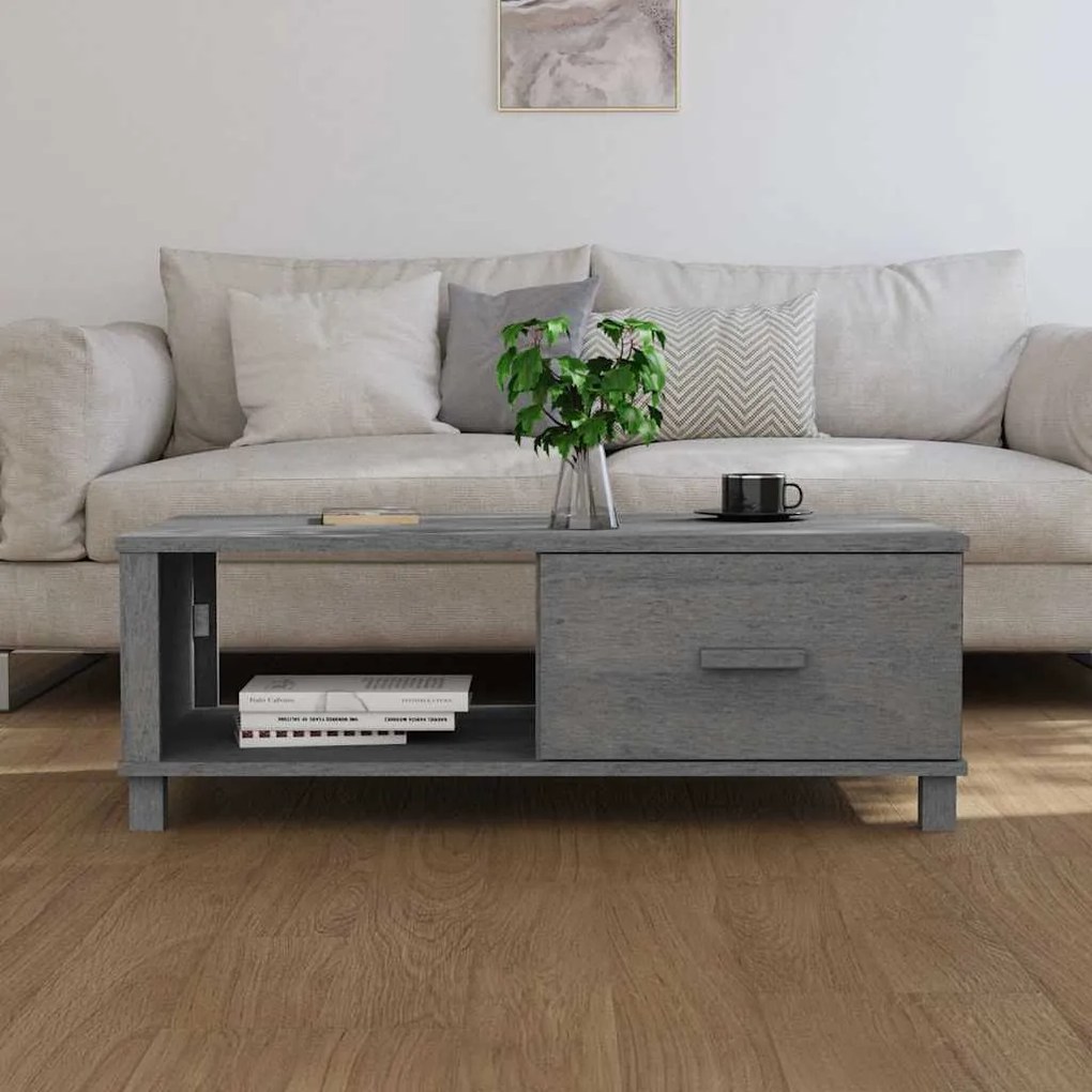 Konferenční stolek HAMAR tmavě šedý 100 x 55 x 35 cm borovice 340454