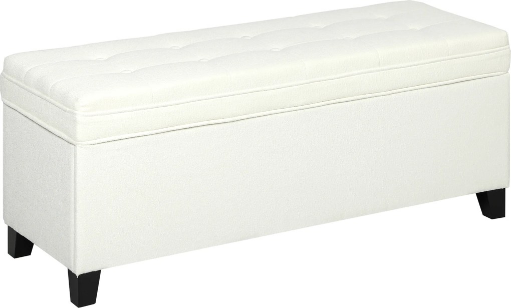 HOMCOM úložná lavice 112L, lavice z lněné látky, polstrované sedadlo, 120 x 40 x 48 cm, krémová