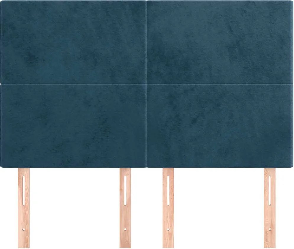 Čelo postele tmavě modré 144x5x118/128 cm sametové 3116104