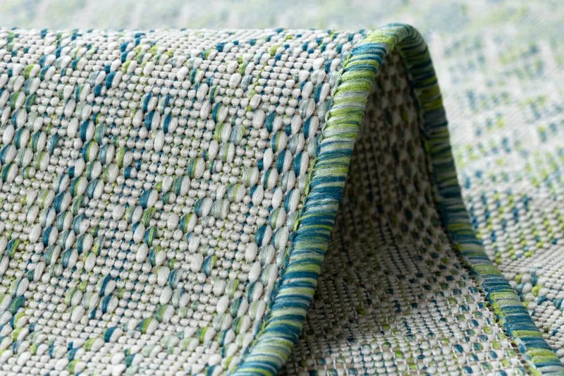 Dywany Łuszczów, Kusový koberec Sion Sisal Aztec 22184 green/blue/ecru – na ven i na doma, 80x150, zelená, chodba / předsíň
