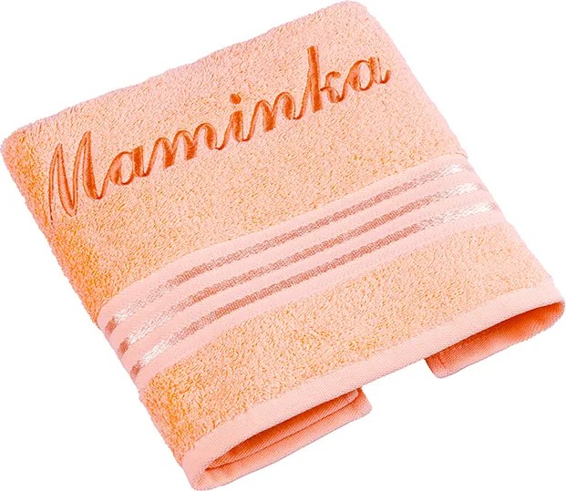 Bellatex Froté ručník kolekce Linie s výšivkou Maminka Oranžová 50x100 cm