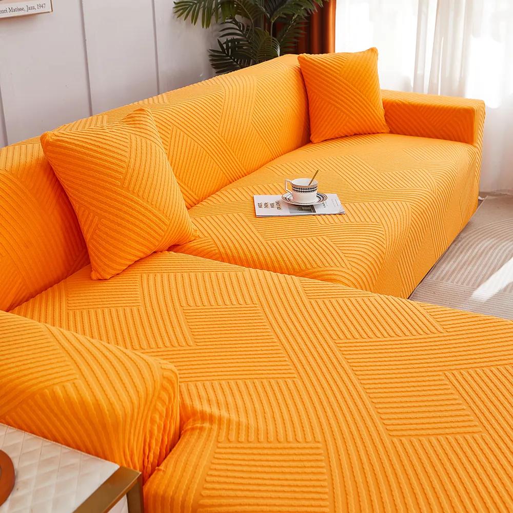 Elastický žakárový potah na pohovku či křeslo Barva: Oranžová, Rozměry: 1 sedadlo