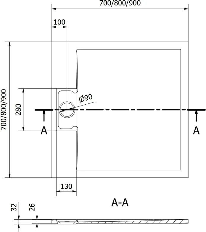 Mexen Otto čtvercový sprchový kout SMC 90 x 90 cm, bílý - 4N109090