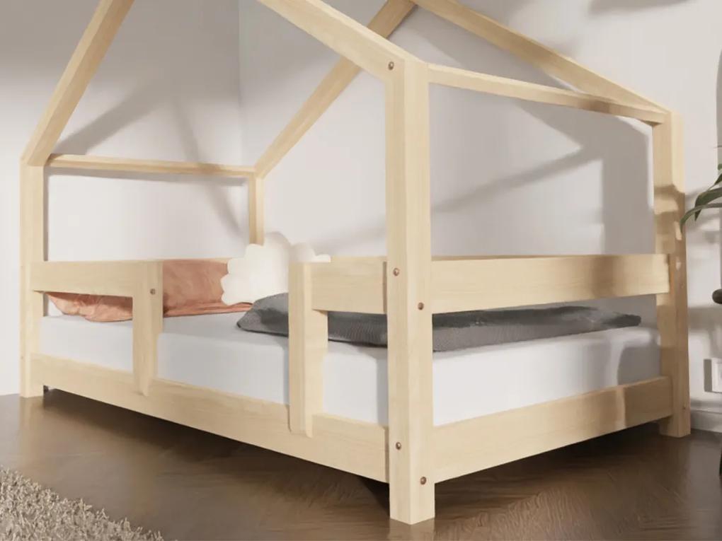 Benlemi Dětská domečková postel LUCKY s pevnou bočnicí Barva: Světle šedá, Rozměr: 90 x 200 cm