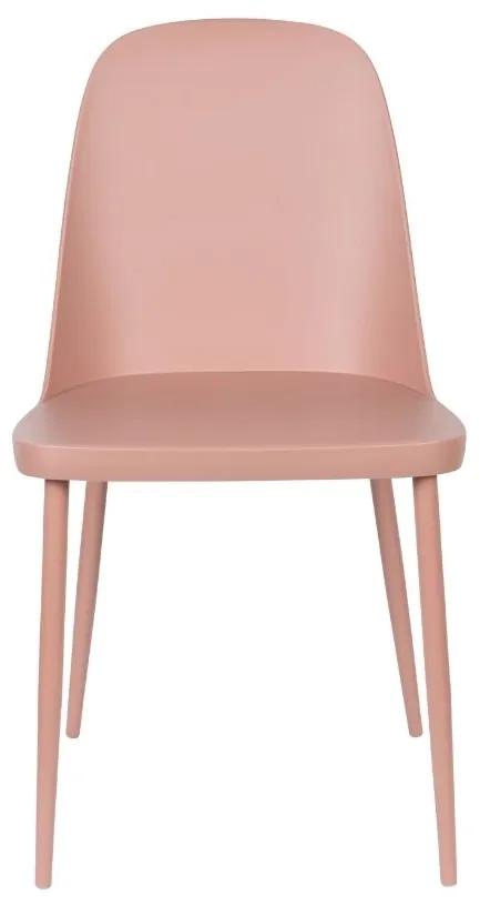 White Label Růžová plastová jídelní židle WLL Pip