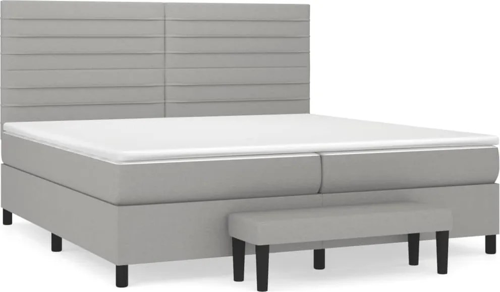 Box spring postel s matrací světle šedá 200 x 200 cm textil 3136701