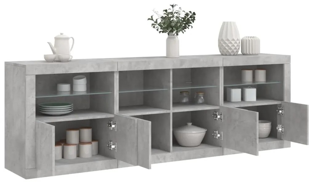 Příborník s LED osvětlením betonově šedý 202 x 37 x 67 cm 3209012