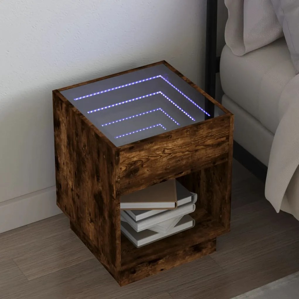 Noční stolek s Infinity LED hnědý dub 40 x 40 x 50 cm 3284083