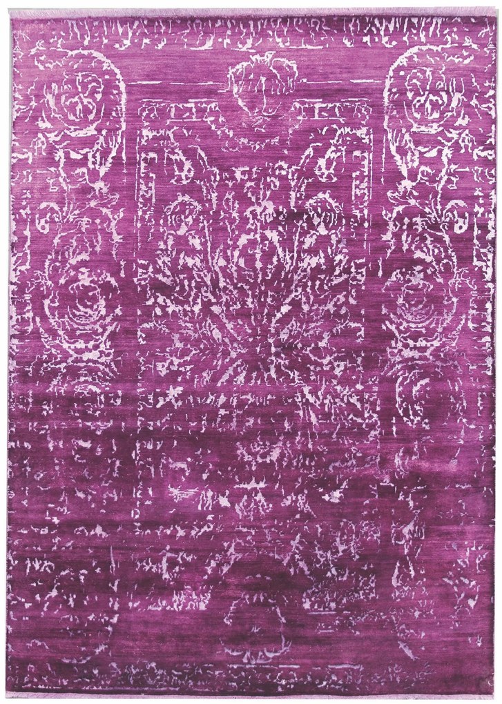 Diamond Carpets India, Ručně vázaný kusový koberec Diamond DC-JK 2 Purple/silver (overdye), 365x457, fialová, kancelář