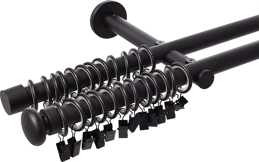 Dvojitá garnýž Modern black matt 240 cm