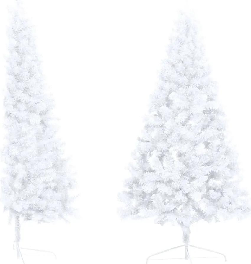 vidaXL Umělý vánoční půl stromek s LED a sadou koulí bílý 180 cm [3077656] Barva: Bílo-šedá