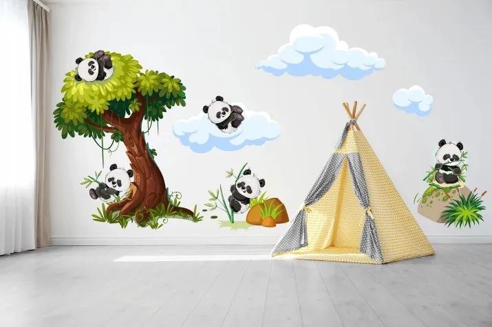 Nálepka pro děti veselé pandy na stromě 120 x 240 cm