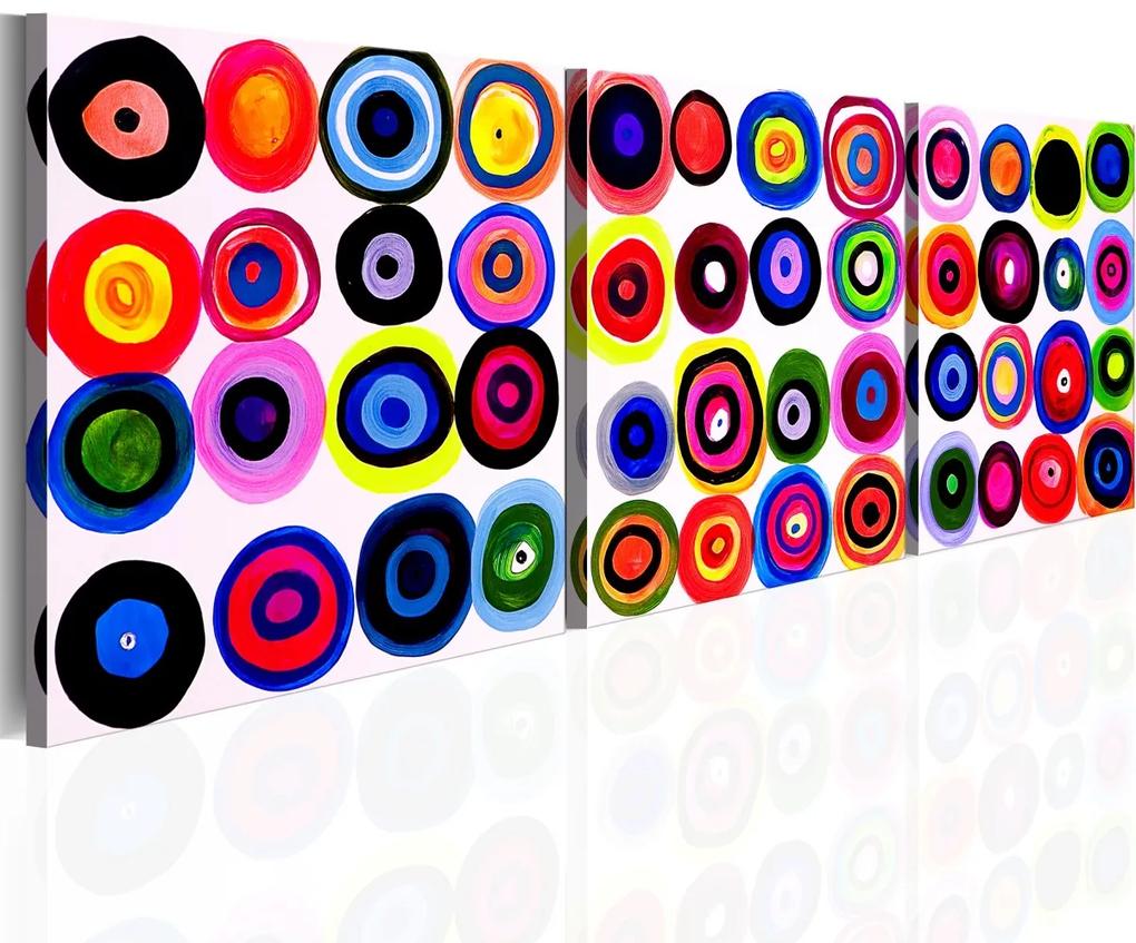 Obraz barevná kolečka + háčky a hřebíčky ZDARMA Velikost (šířka x výška): 150x50 cm