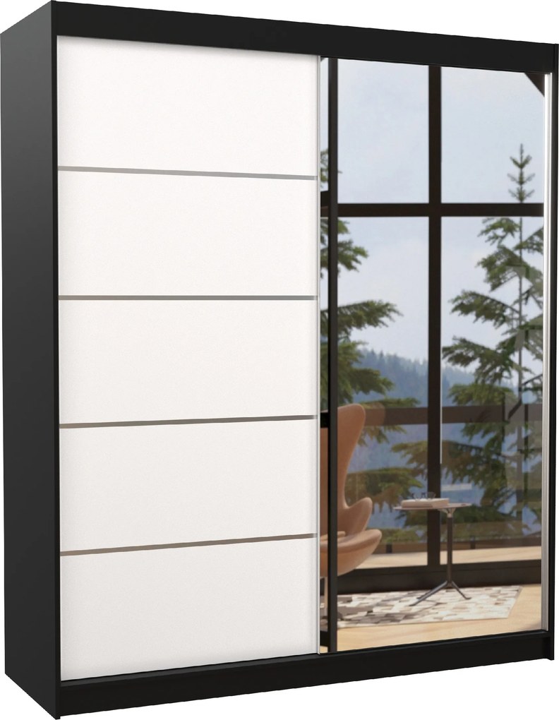 ADRK Furniture Posuvná skříň s zrcadlem CARO 180 ADRK-SW-CAR-BW-180