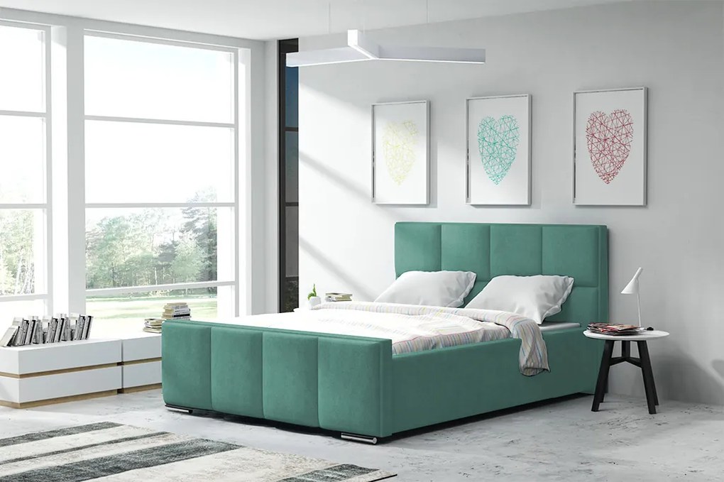 Eka Čalouněná postel Passion - Kronos 120x200 cm Barva látky: Tmavě růžová (Kronos 29), Úložný prostor: S kovovým rámem úložného prostoru