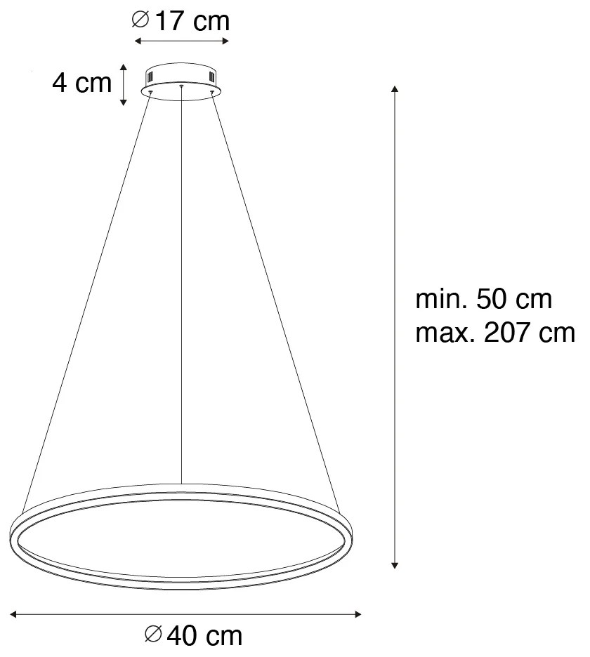 Závěsné svítidlo černé 40 cm vč. LED 3stupňové stmívání - Girello