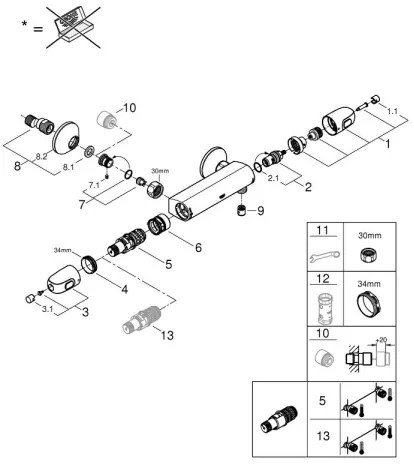 GROHE 34550000 - Termostatická sprchová baterie GROHTHERM 1000 DN 15 chrom