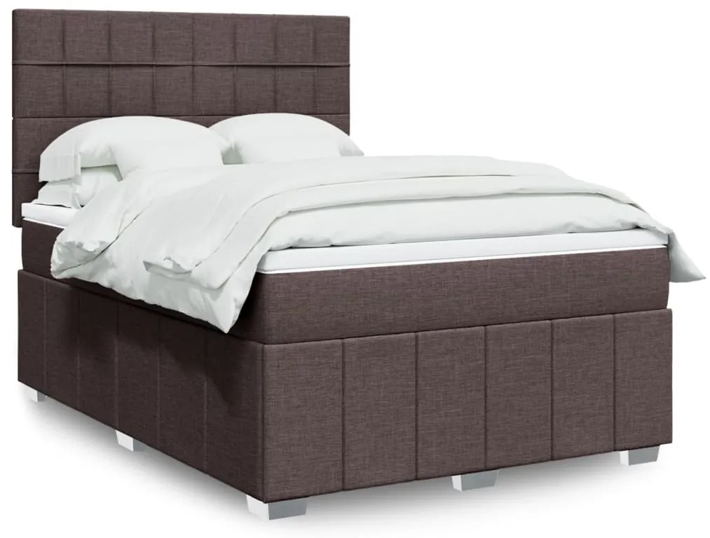 Box spring postel s matrací tmavě hnědá 140x200 cm textil 3293994