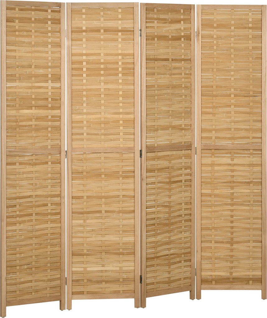 HOMCOM 4dílný paraván, rozdělovač místností, dělící stěna 160 x 170 cm, skládací paraván, rozdělovač místností z bambusu, paraván do obývacího pokoje…