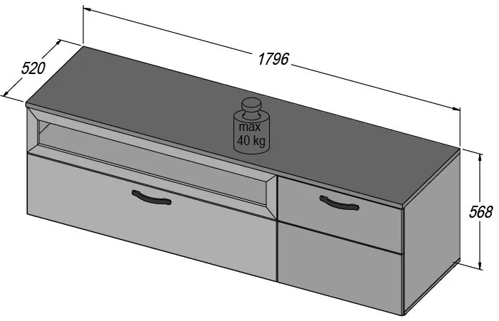 Obývací stěna Kalomira, s osvětlením, smrk
