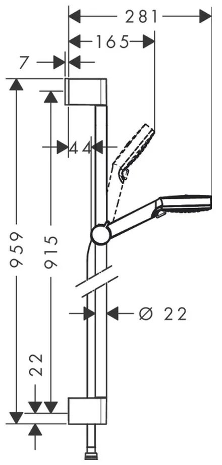 Hansgrohe Crometta, sprchová sada Vario se sprchovou tyčí 90 cm, bílá/chromová, HAN-26536400