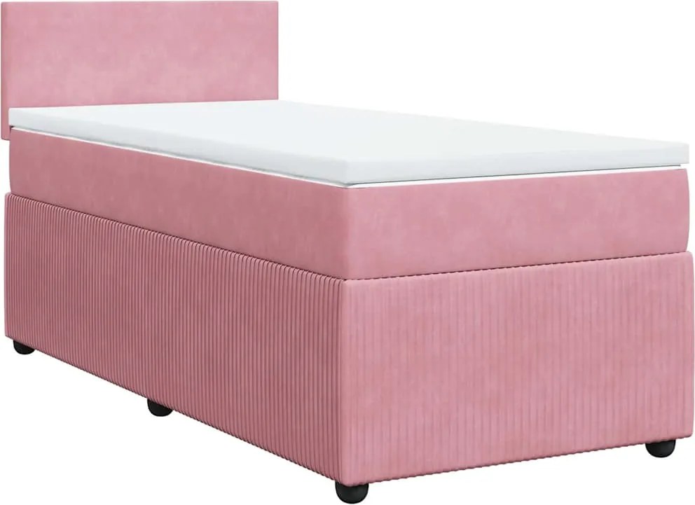 Box spring postel s matrací růžová 80 x 200 cm samet 3287589