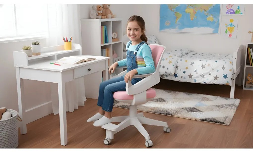 Dětská rostoucí židle ERGODO TOBY - látka, růžová