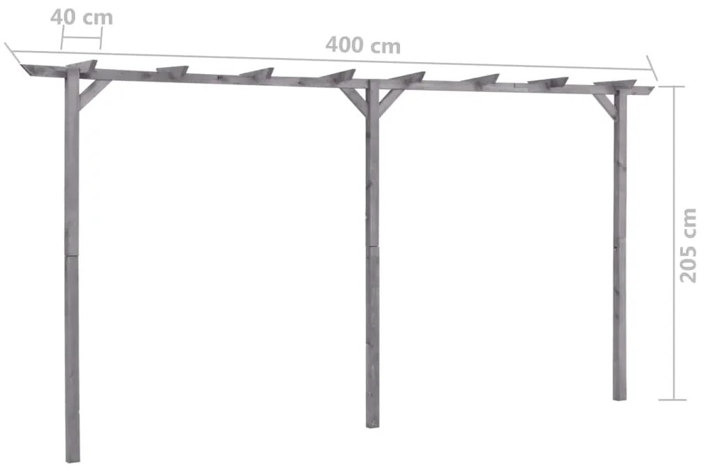 vidaXL Marketos Zahradní pergola šedá 400 x 40 x 205 cm impregnovaná borovice