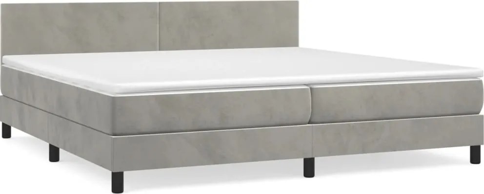 Box spring postel s matrací světle šedá 200x200 cm samet 3141203